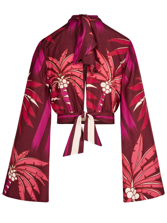 Printed crepe de chine open crop top - Johanna Ortiz - Women | Luisaviaroma