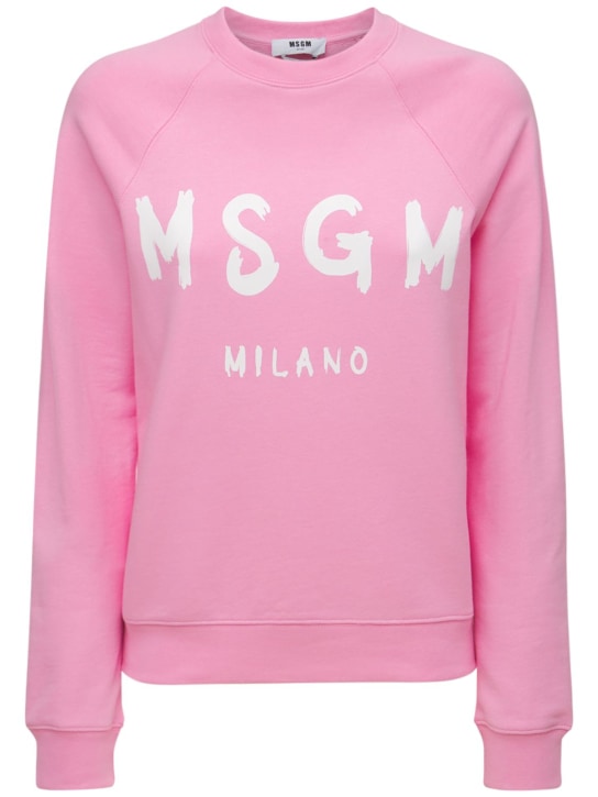 Logo printed cotton sweatshirt - MSGM - Women | Luisaviaroma