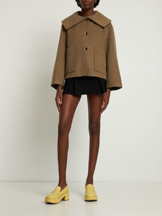 Wool blend big collar jacket - GANNI - Kadın | Luisaviaroma