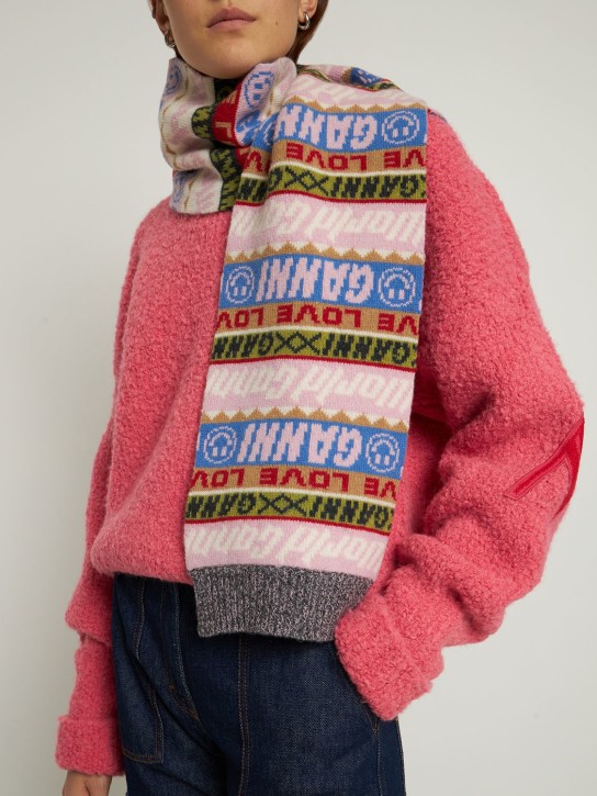 Graphic wool blend scarf - GANNI - Women | Luisaviaroma