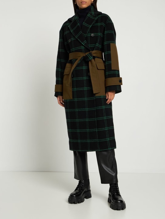 Checked cloth wool long coat - MSGM - Women | Luisaviaroma