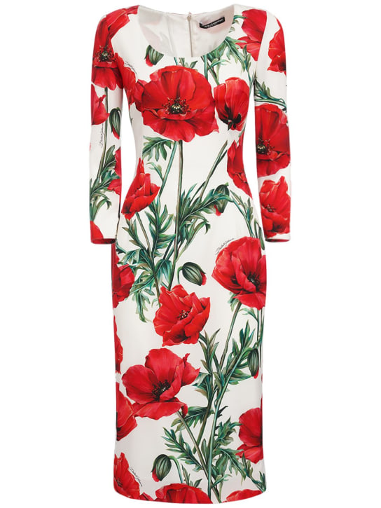 Poppy print silk charmeuse midi dress - Dolce&Gabbana - Women ...
