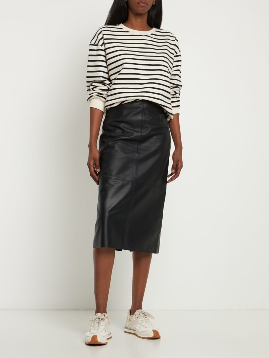 Heather leather midi pencil skirt - The Frankie Shop - Women | Luisaviaroma