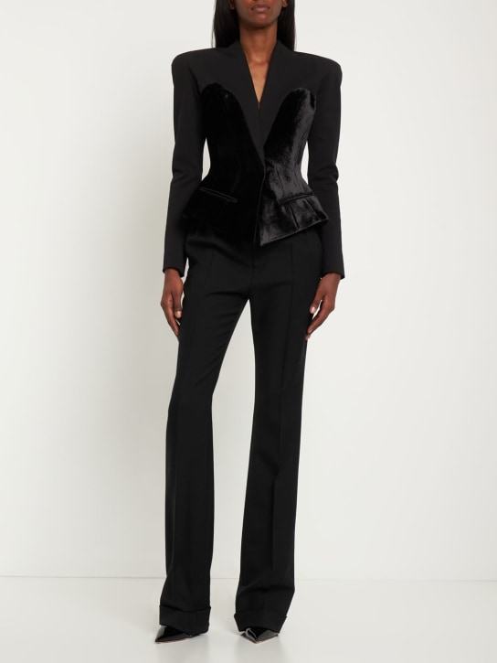 Collarless gdp & velvet bustier blazer - Balmain - Women | Luisaviaroma