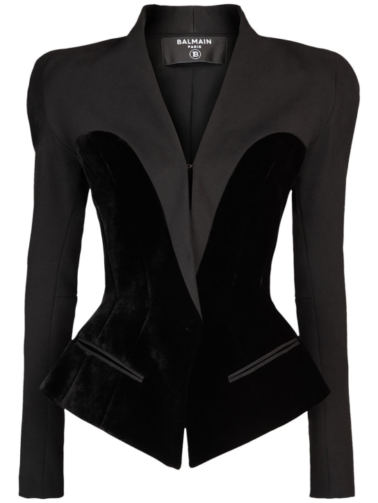 Collarless gdp & velvet bustier blazer - Balmain - Women | Luisaviaroma