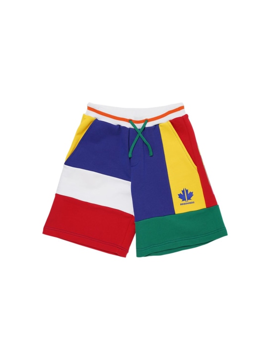 Color block cotton sweat shorts w/ logo - Dsquared2 - Girls | Luisaviaroma