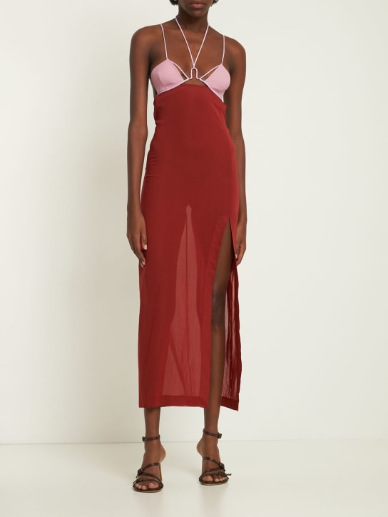 U wire bra sheer halterneck long dress - Nensi Dojaka - Women ...