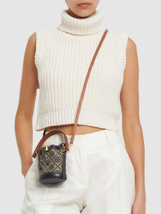 Micro t monogram cotton bucket bag - Tory Burch - Women | Luisaviaroma