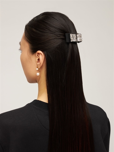 Ferragamo - Vara bow crystal hair clip - Black | Luisaviaroma