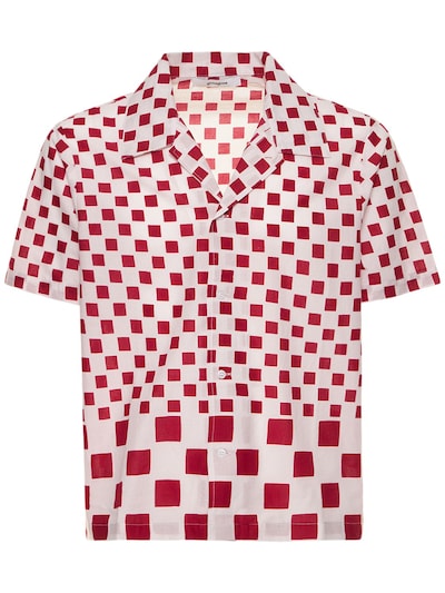 Gimaguas - Check print cotton bowling shirt - Red/White | Luisaviaroma