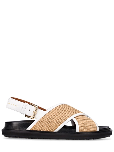 Marni - Sandali fussbett in cotone e nylon 20mm - Bianco/Naturale ...