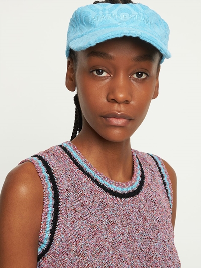 Sponge cotton blend jacquard visor hat - Marine Serre - Women ...