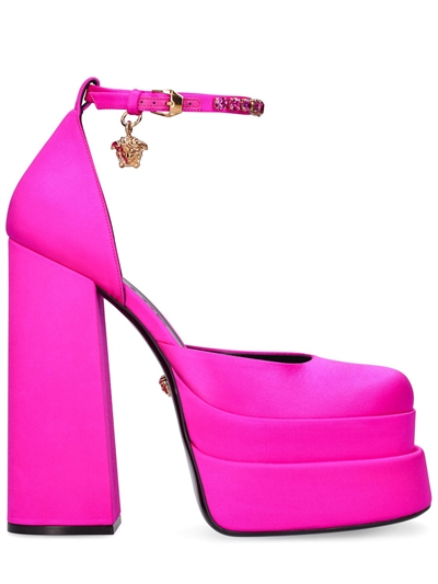 Versace - Décolleté in raso con platform 155mm - Fucsia | Luisaviaroma