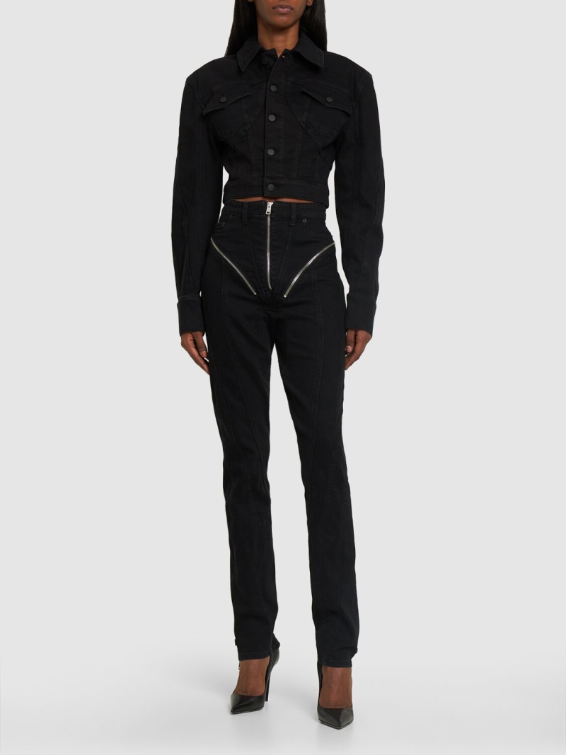 Stretch denim high rise zip skinny jeans - MUGLER - Women | Luisaviaroma