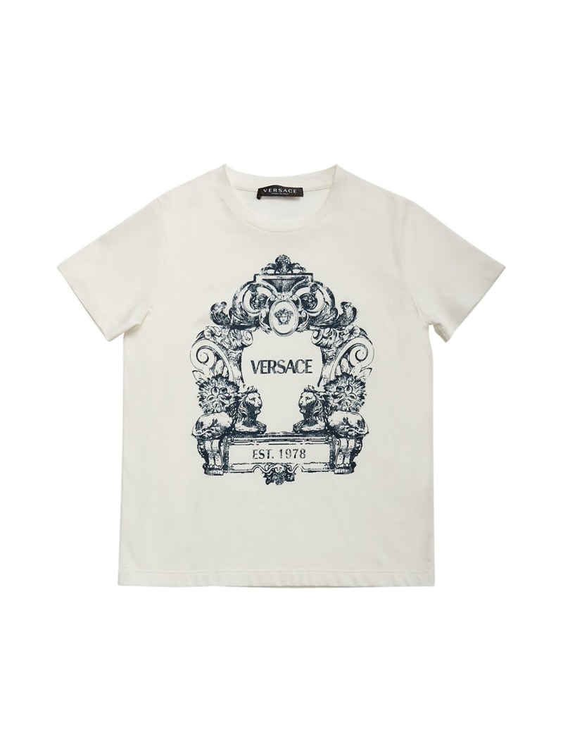 Printed logo cotton jersey t-shirt - Versace - Boys | Luisaviaroma