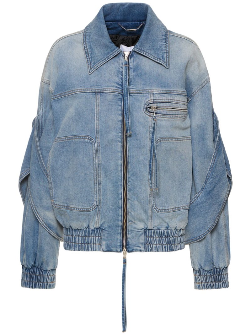 Stretch denim zip bomber jacket - Blumarine - Women | Luisaviaroma