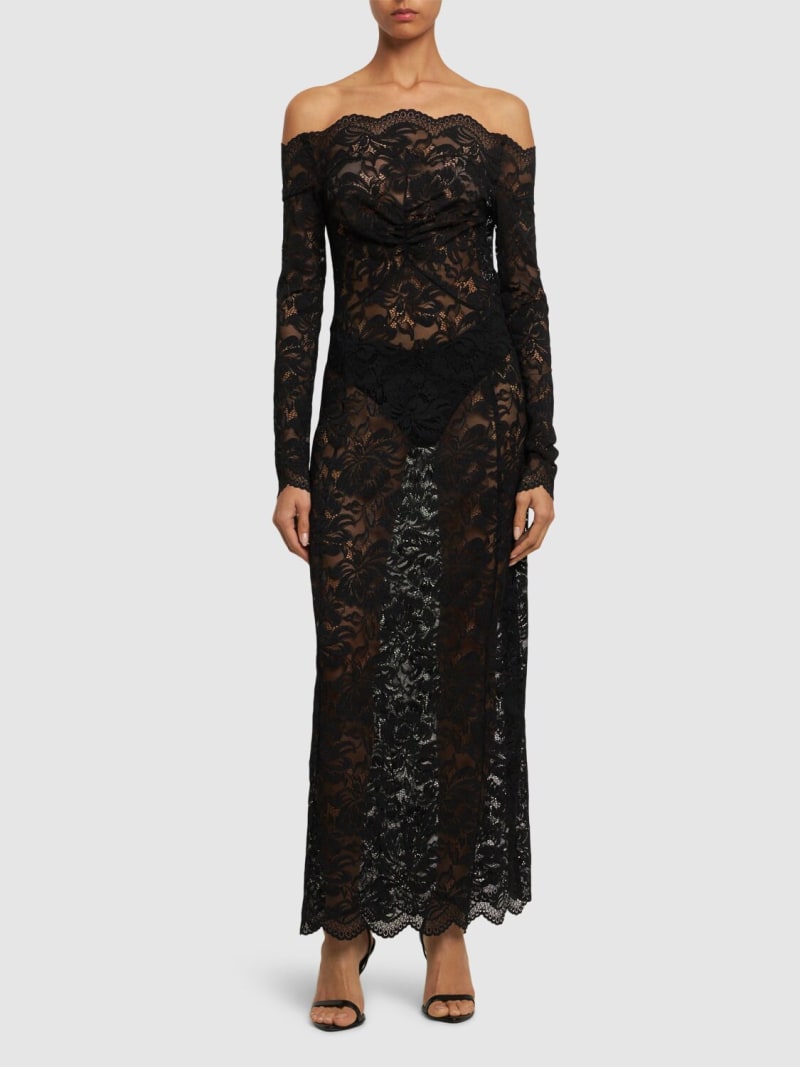 Off-the-shoulder lace l/s midi dress - Rabanne - Women | Luisaviaroma