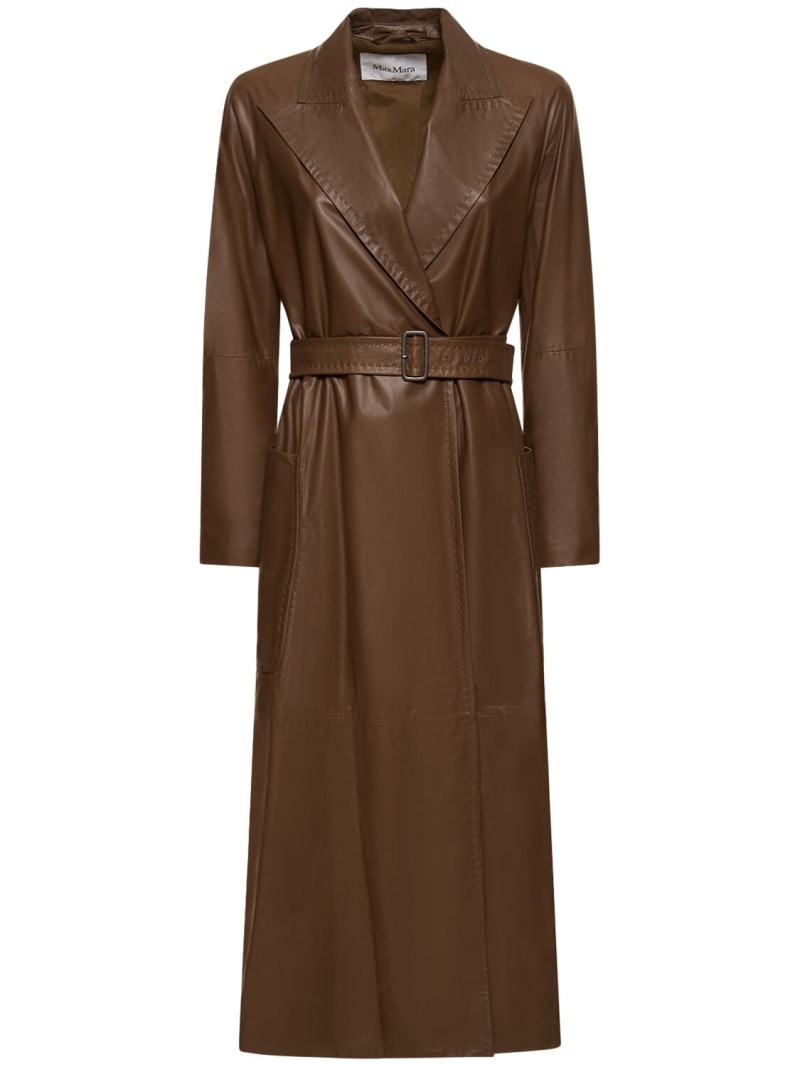 Trench-coat en cuir avec ceinture aiello - Max Mara - Femme | Luisaviaroma