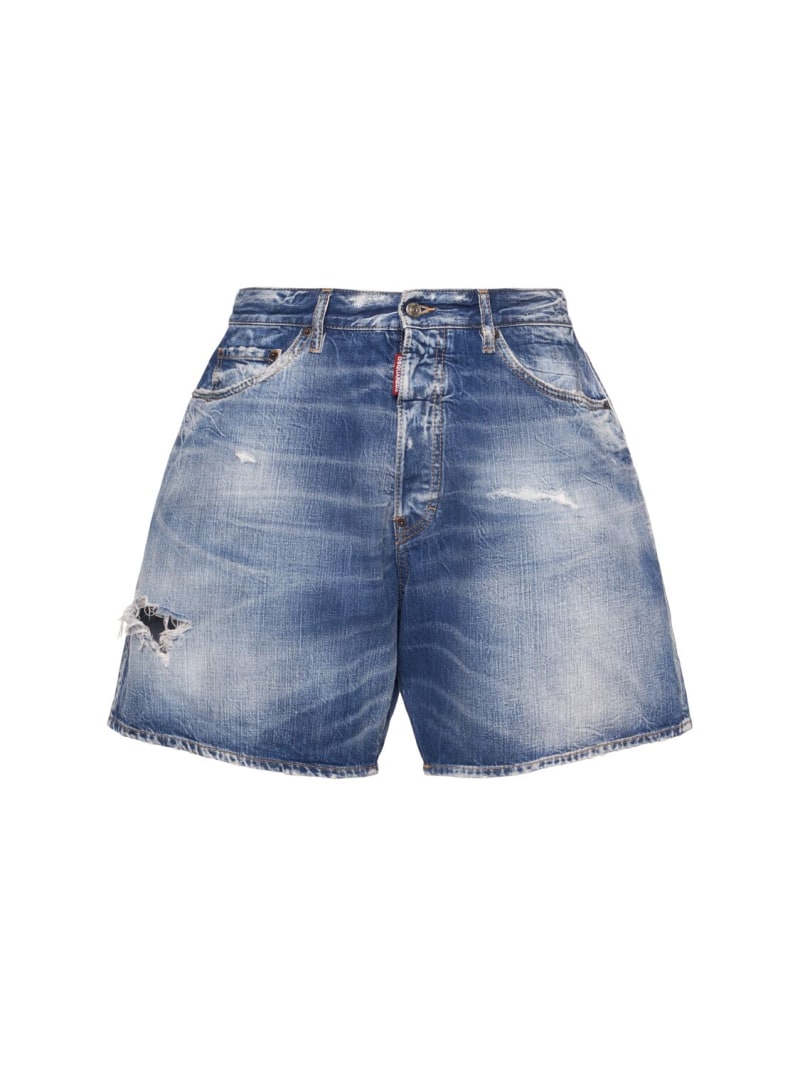 Boxer fit cotton denim shorts - Dsquared2 - Men | Luisaviaroma