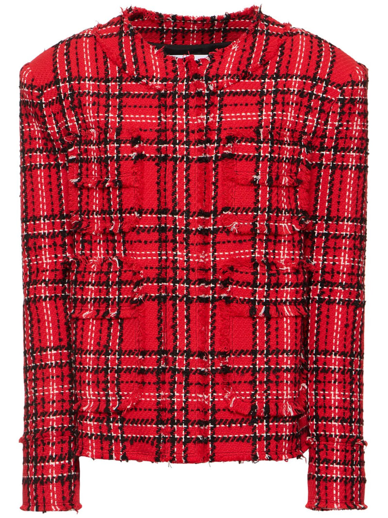 Tartan cotton tweed jacket - MSGM - Women | Luisaviaroma