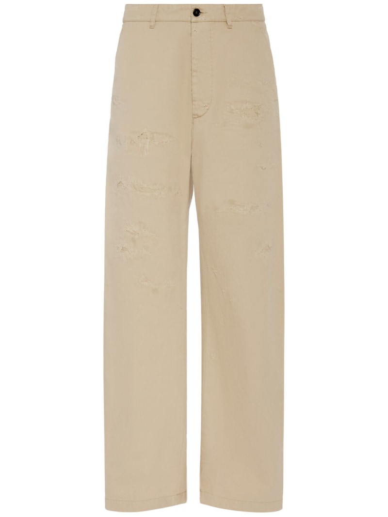 Distressed oversized cotton chino pants - Dsquared2 - Men | Luisaviaroma