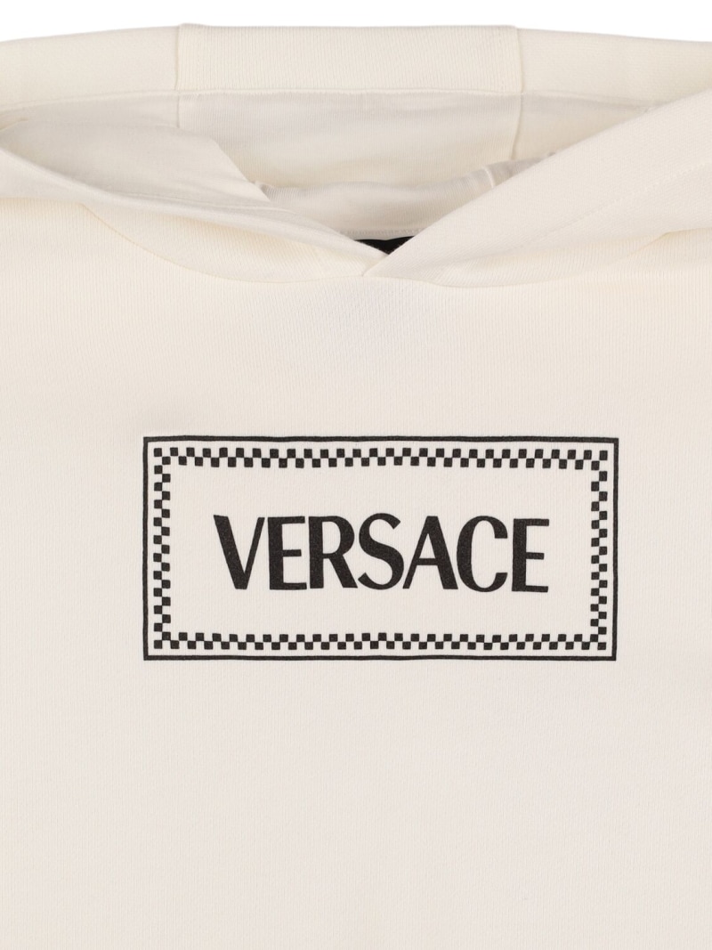 Printed logo hooded cotton sweatshirt - Versace - Girls | Luisaviaroma