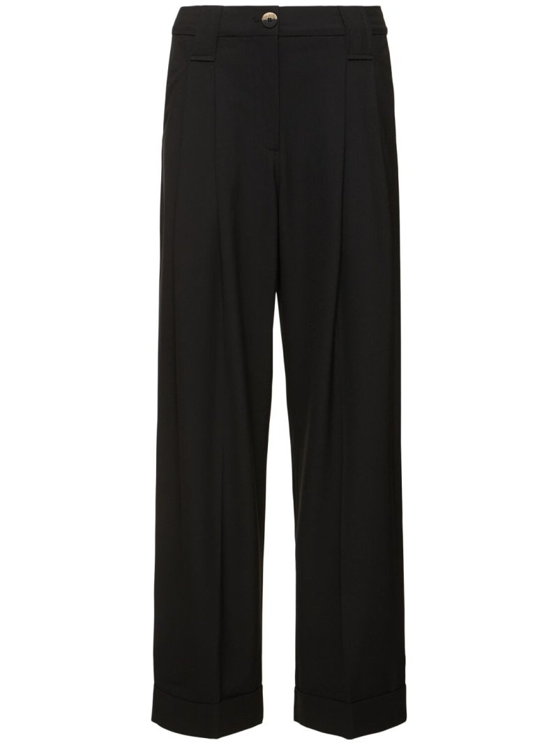 Drapey mélange loose mid waist pants - GANNI - Women | Luisaviaroma
