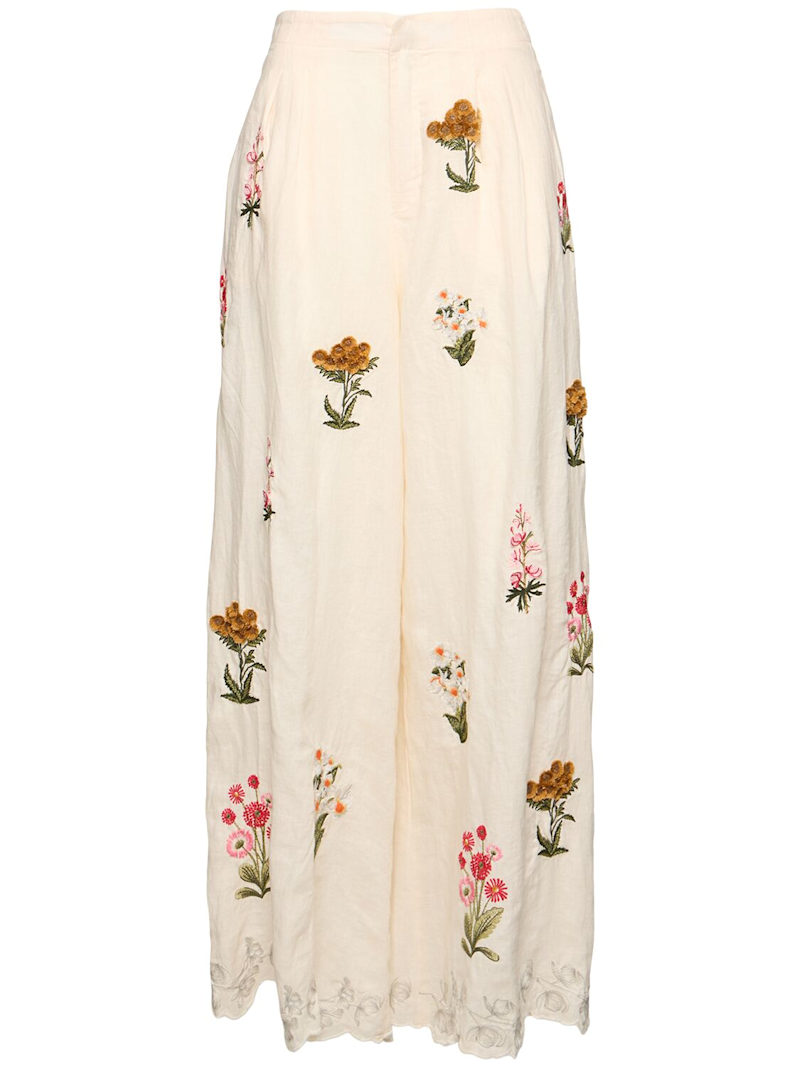 Piñon embroidered linen palazzo pants - Agua By Agua Bendita - Women ...