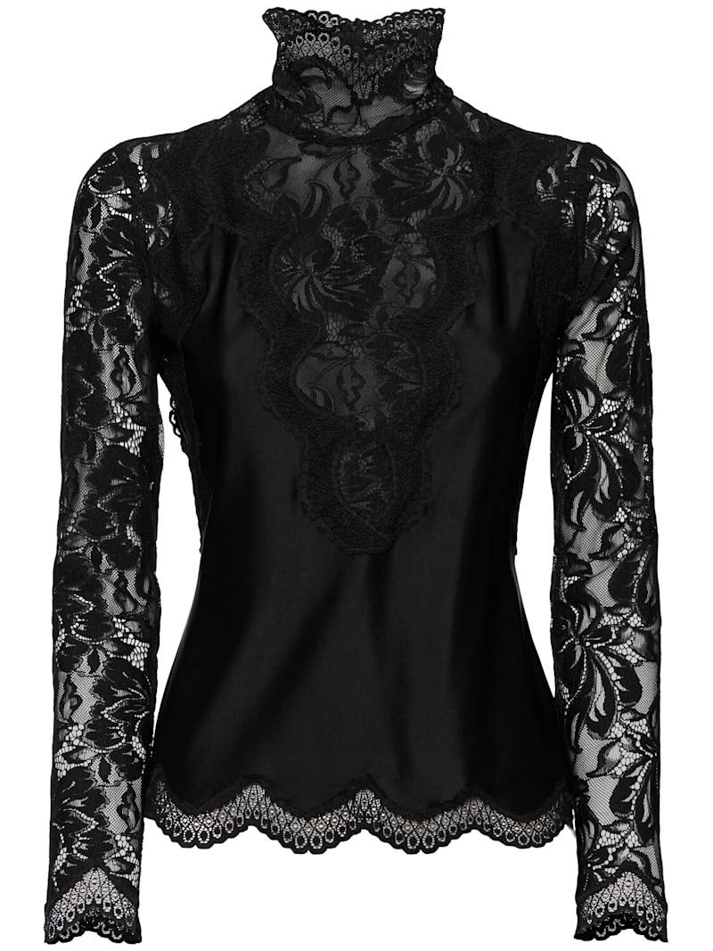Turtleneck long sleeve lace top - Rabanne - Women | Luisaviaroma