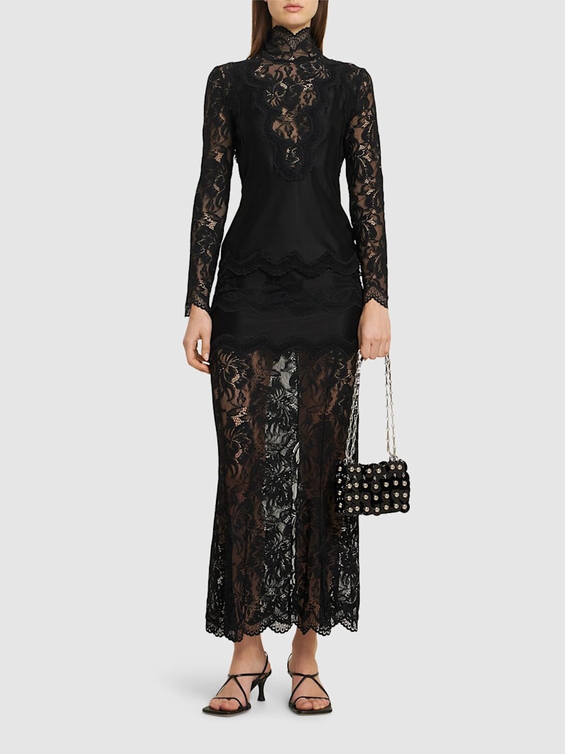 Turtleneck long sleeve lace top - Rabanne - Women | Luisaviaroma