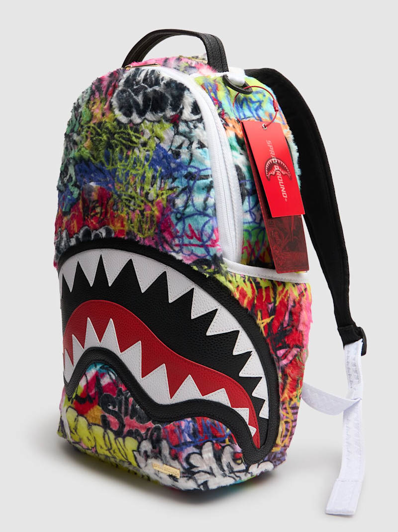 Graffiti print faux fur backpack - SPRAYGROUND - Boys | Luisaviaroma