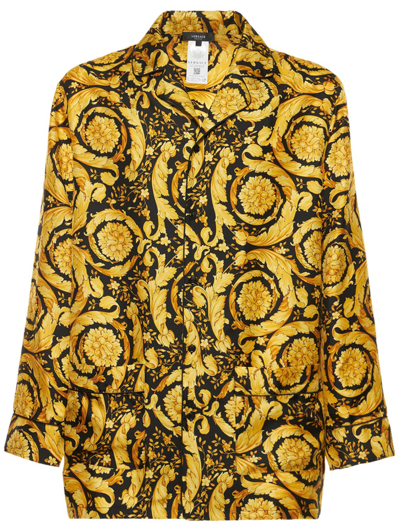 Baroque print silk twill shirt - Versace - Men | Luisaviaroma