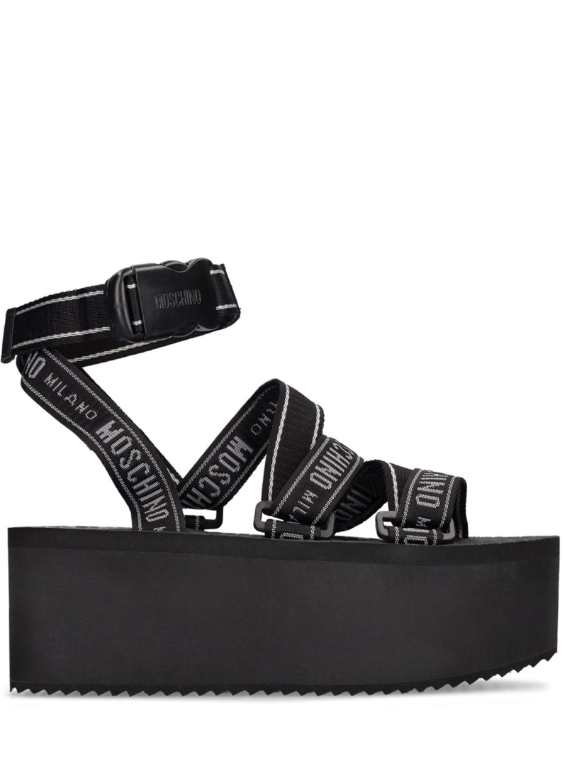 80mm nylon platform wedge sandals - Moschino - Women | Luisaviaroma