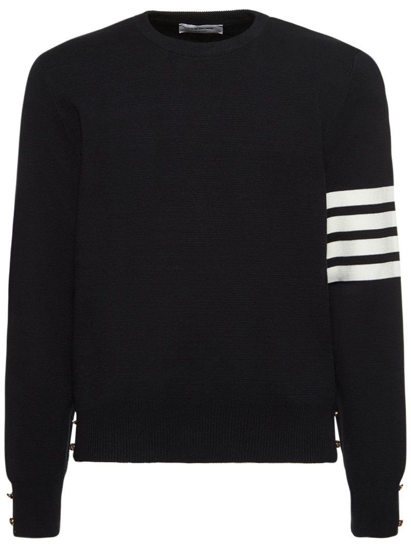 Milano stitch knit cotton crew sweater - Thom Browne - Men | Luisaviaroma