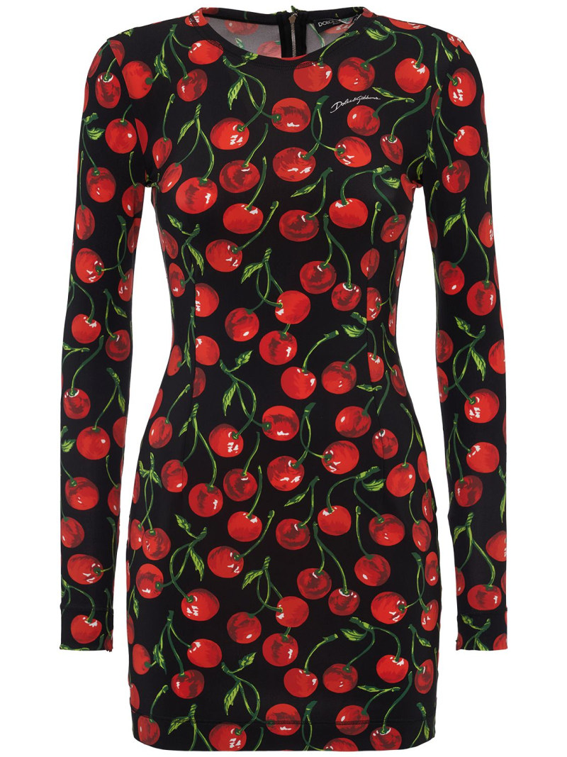 Cherry print jersey mini dress - Dolce&Gabbana - Women | Luisaviaroma