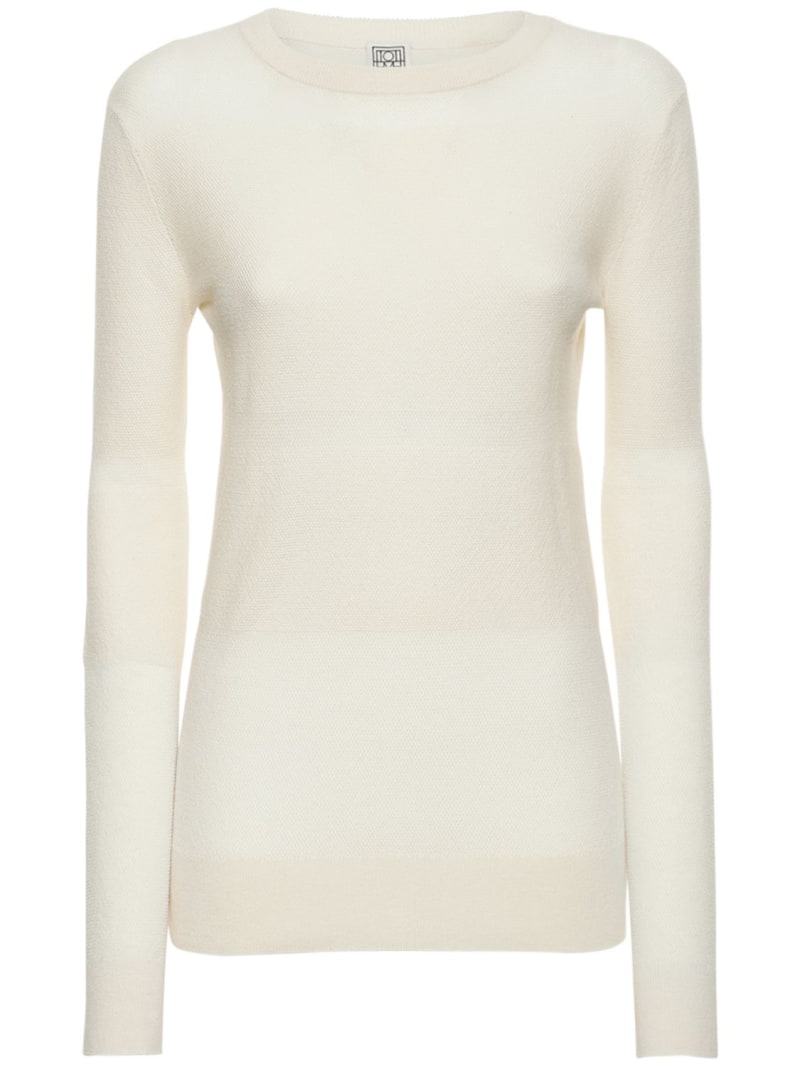 Striped cotton & cashmere knit top - Toteme - Women | Luisaviaroma