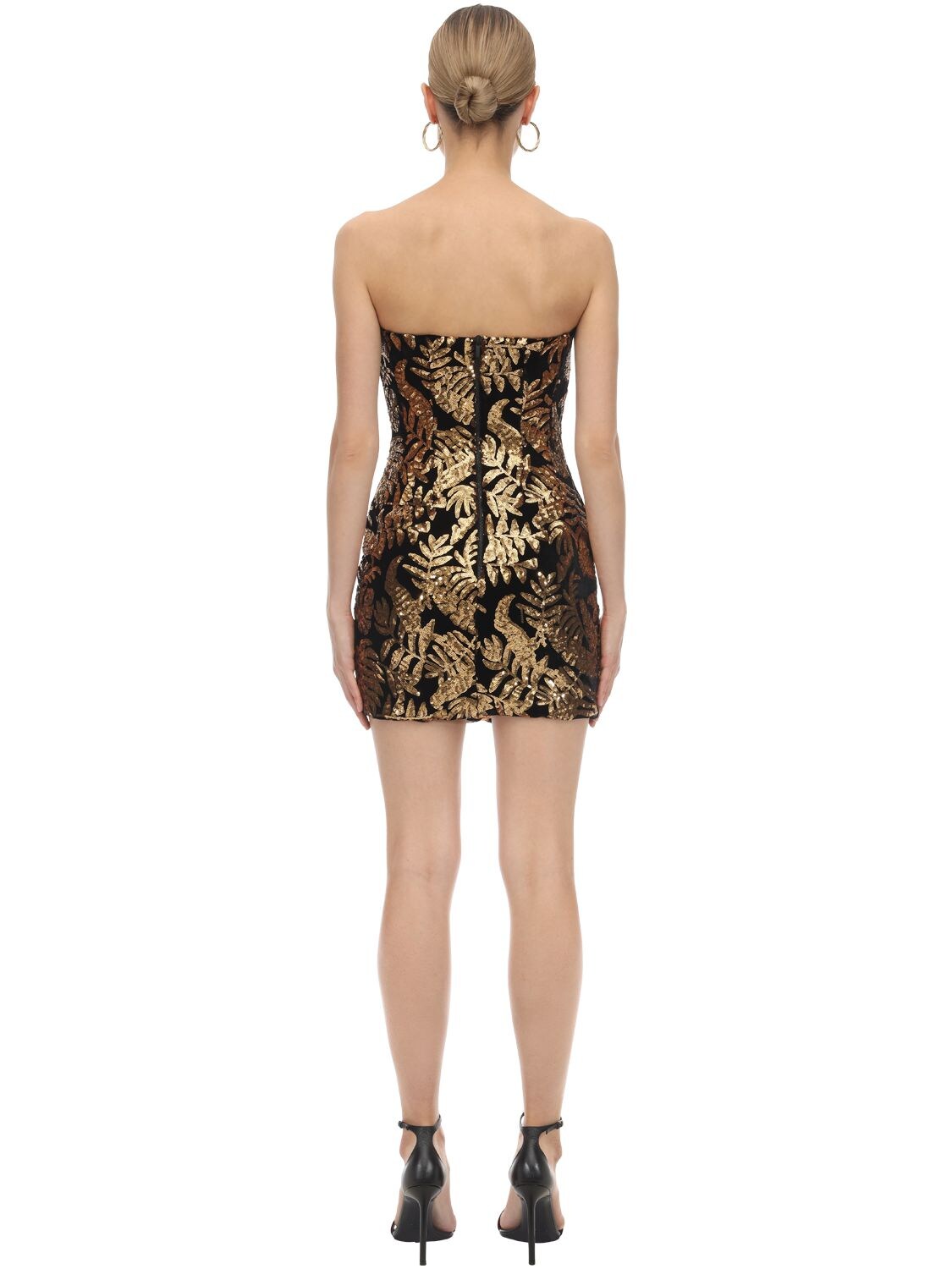 Giuseppe Di Morabito Strapless Sequined Mini Dress In Black,gold | ModeSens
