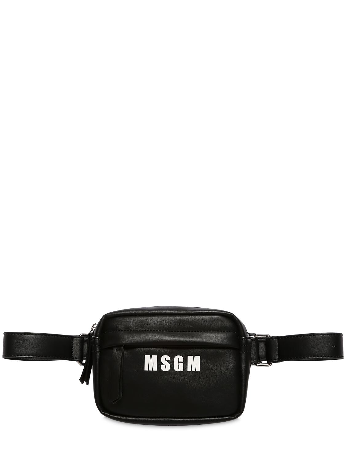Msgm Kids' Logo Print Faux Leather Belt Bag In Black | ModeSens