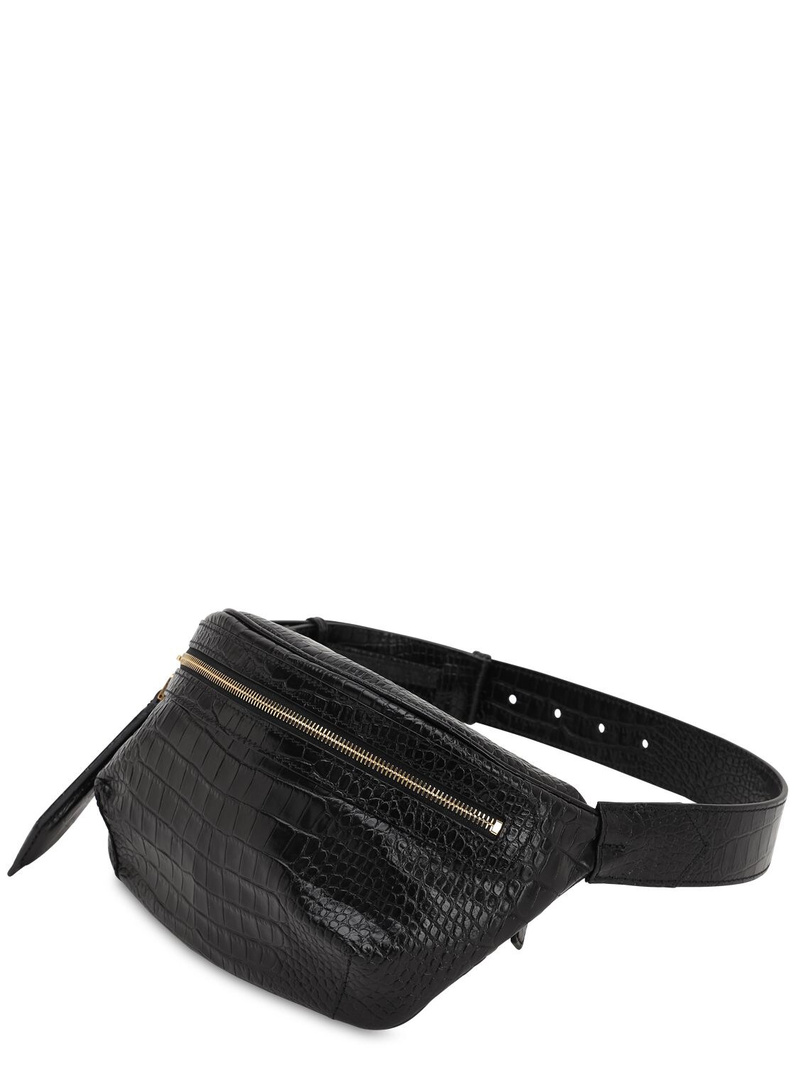 Max Mara Croc Embossed Leather Belt Bag In Black | ModeSens