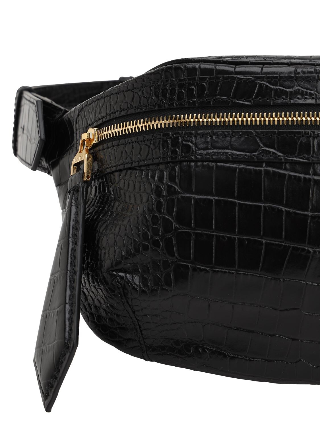 Max Mara Croc Embossed Leather Belt Bag In Black | ModeSens