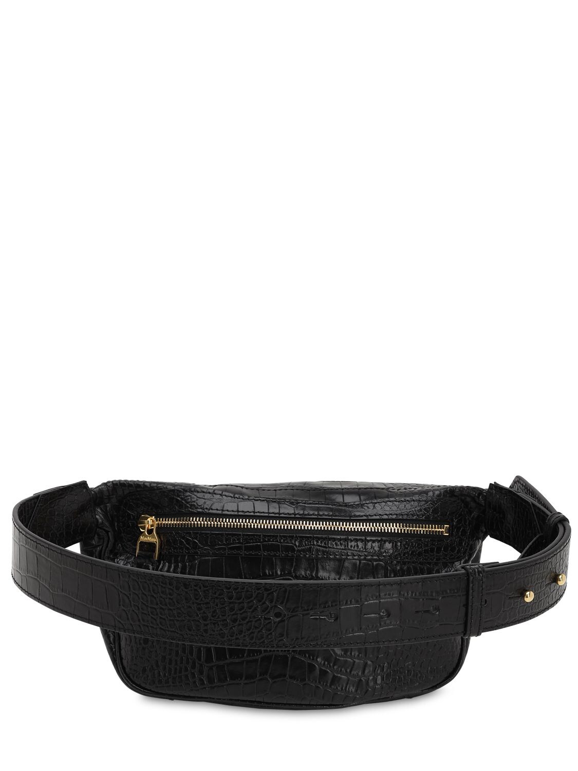 Max Mara Croc Embossed Leather Belt Bag In Black | ModeSens
