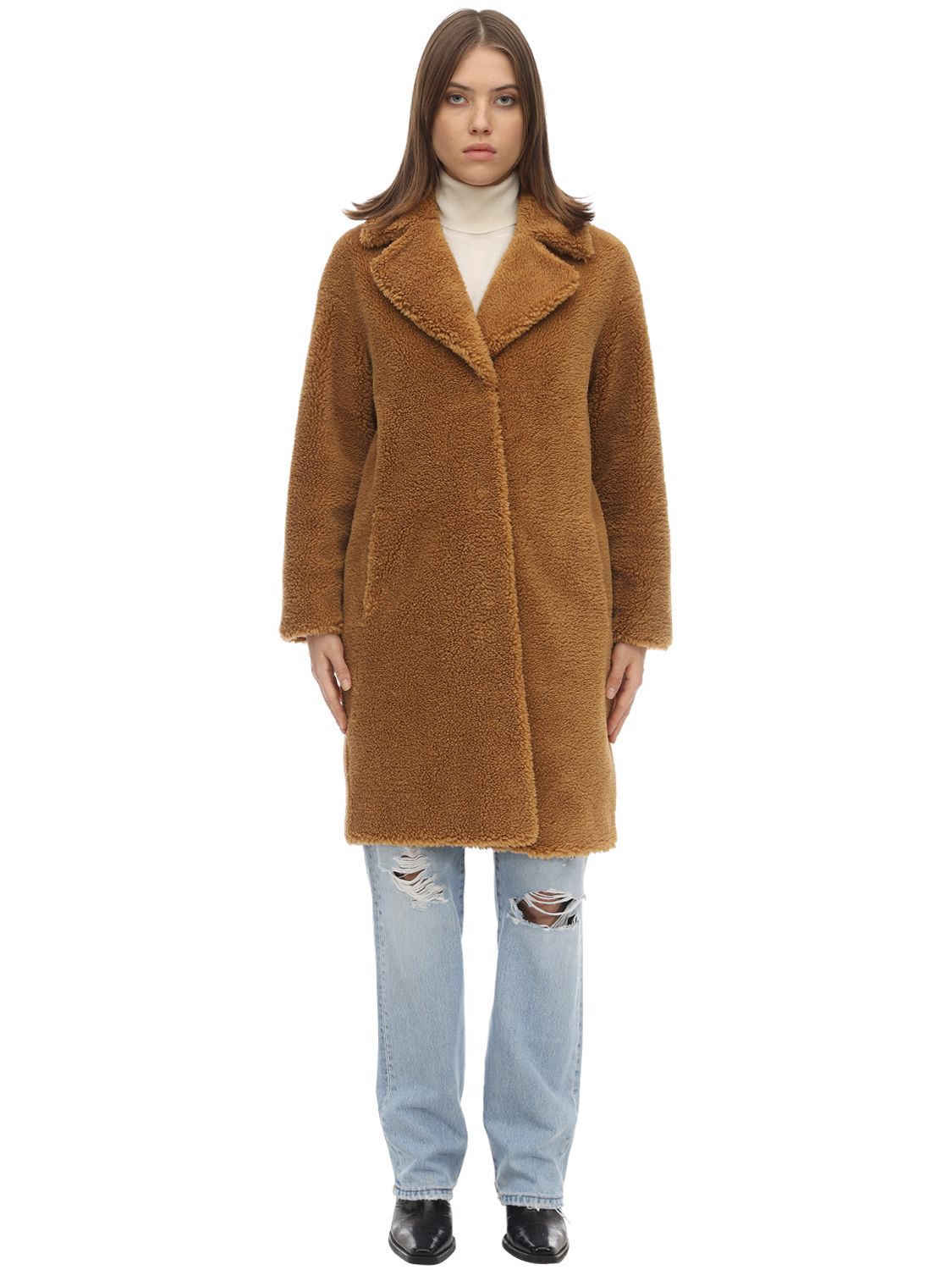 Stand Studio Camille Cocoon Teddy Faux Fur Midi Coat In Brown | ModeSens