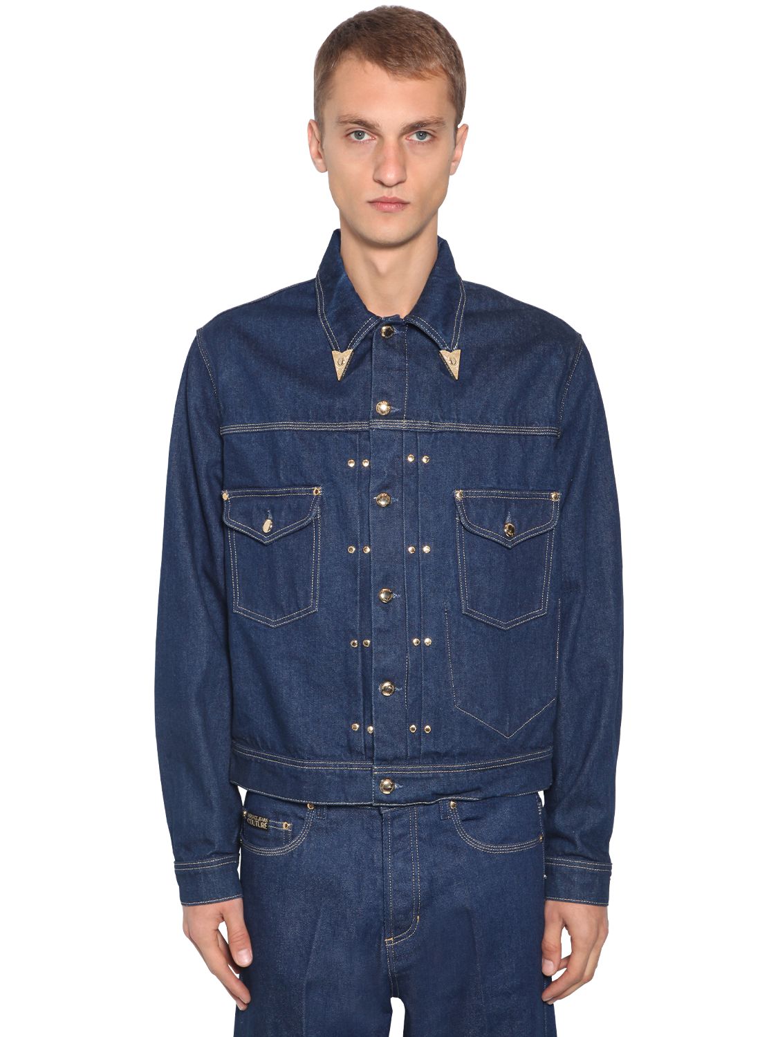 Versace Jeans Couture Denim Jacket W/western Details In Blue | ModeSens