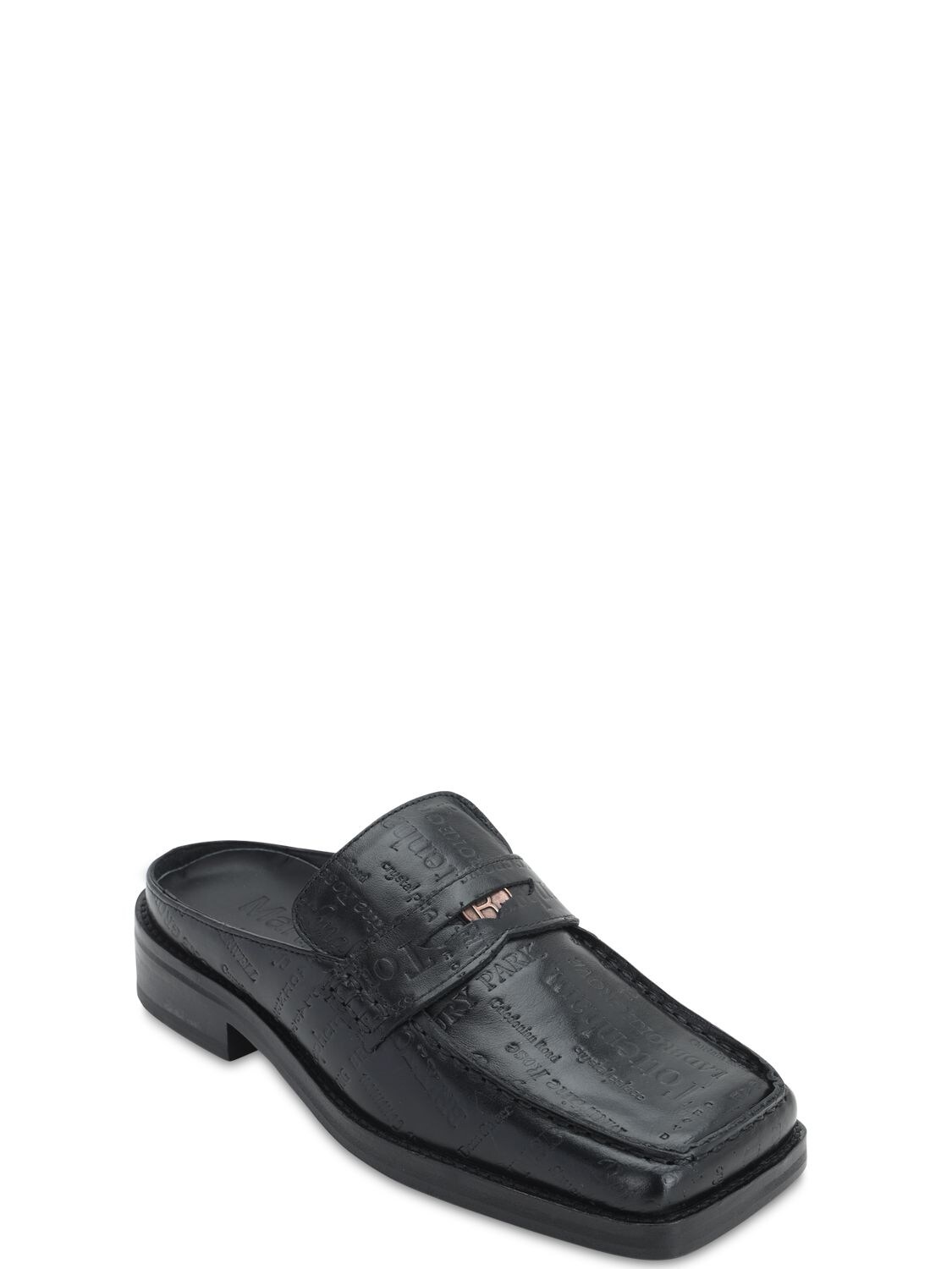 Martine Rose 30mm Arches Logo Embossed Leather Mules In Black | ModeSens