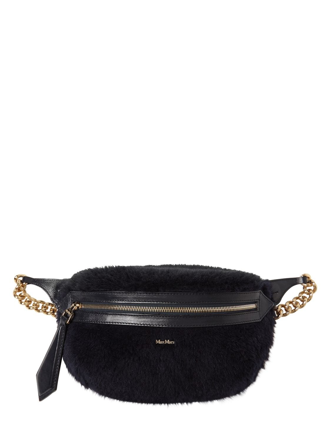 Max Mara Banane 2 Fur Effect Wool Blend Belt Bag In Blue | ModeSens