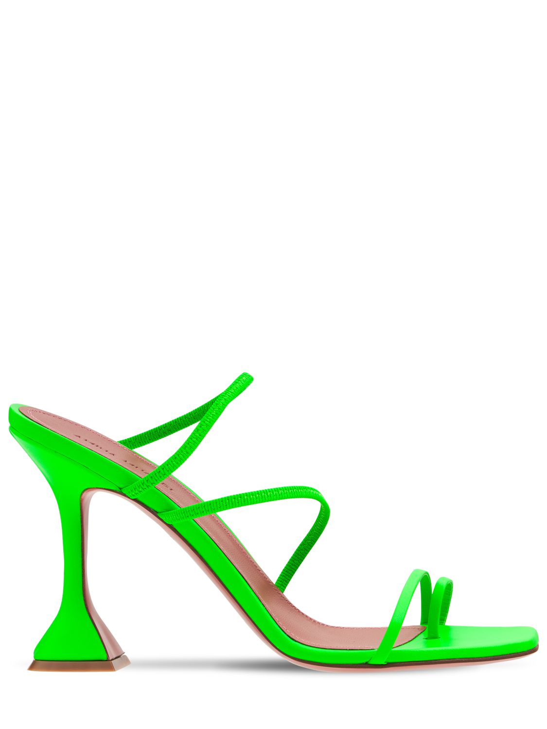 Amina Muaddi Naima Strappy Pedestal Slide High-heel Sandals, Neon Green ...