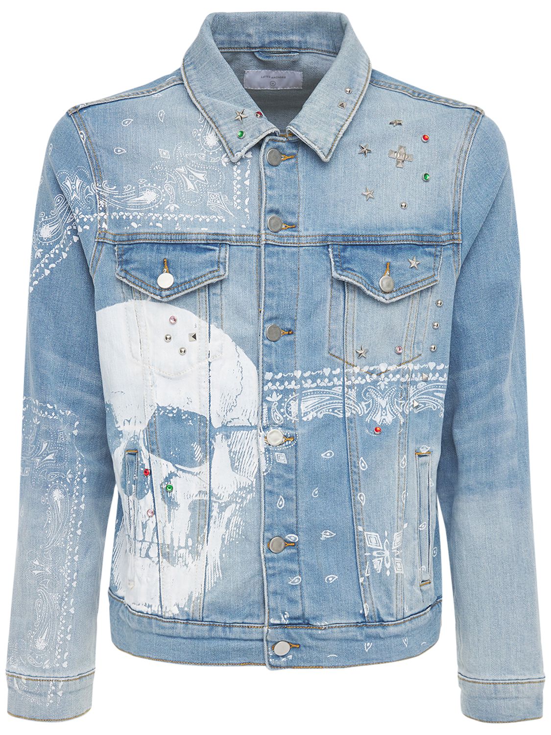 Lifted Anchors "kingdom" Skull Printed Denim Jacket In Blue | ModeSens