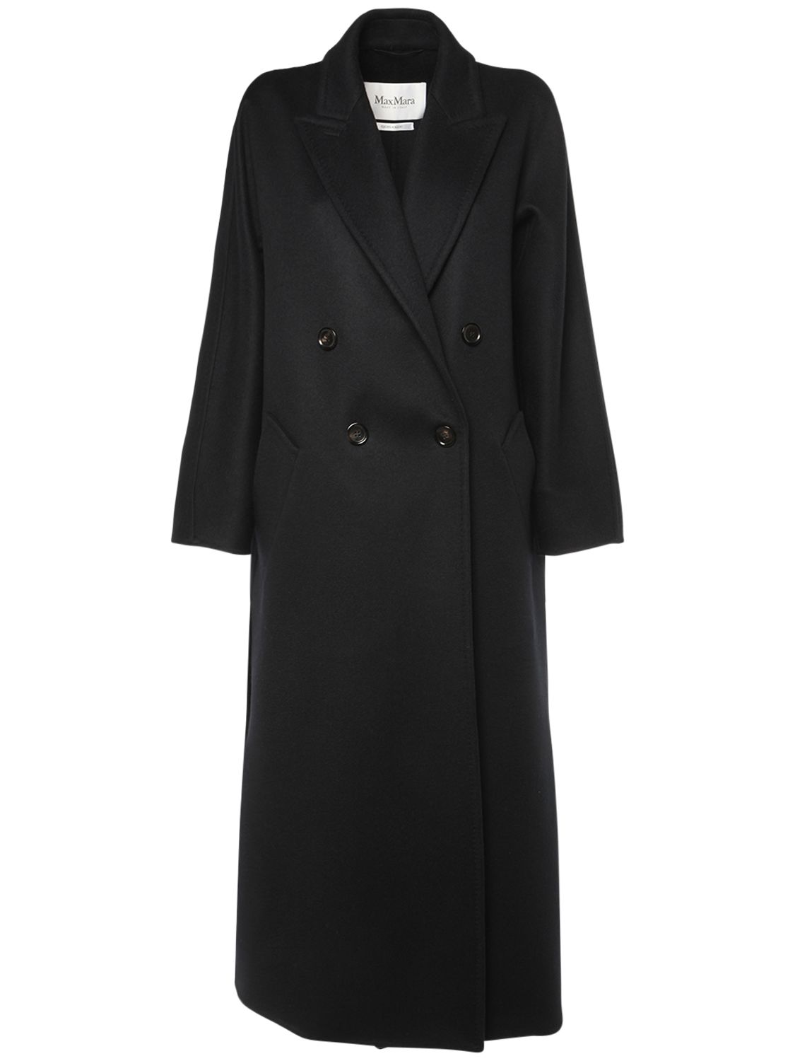 Max Mara Double Breasted Cashmere Long Coat Dark Blue Luisaviaroma