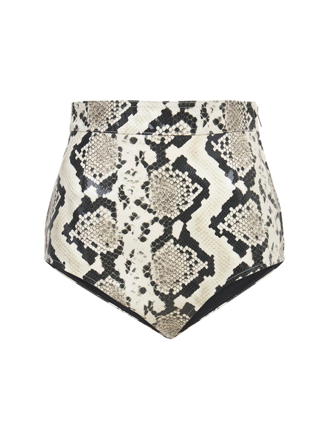 Alessandra Rich Python Print Leather Mini Shorts In Light Grey | ModeSens