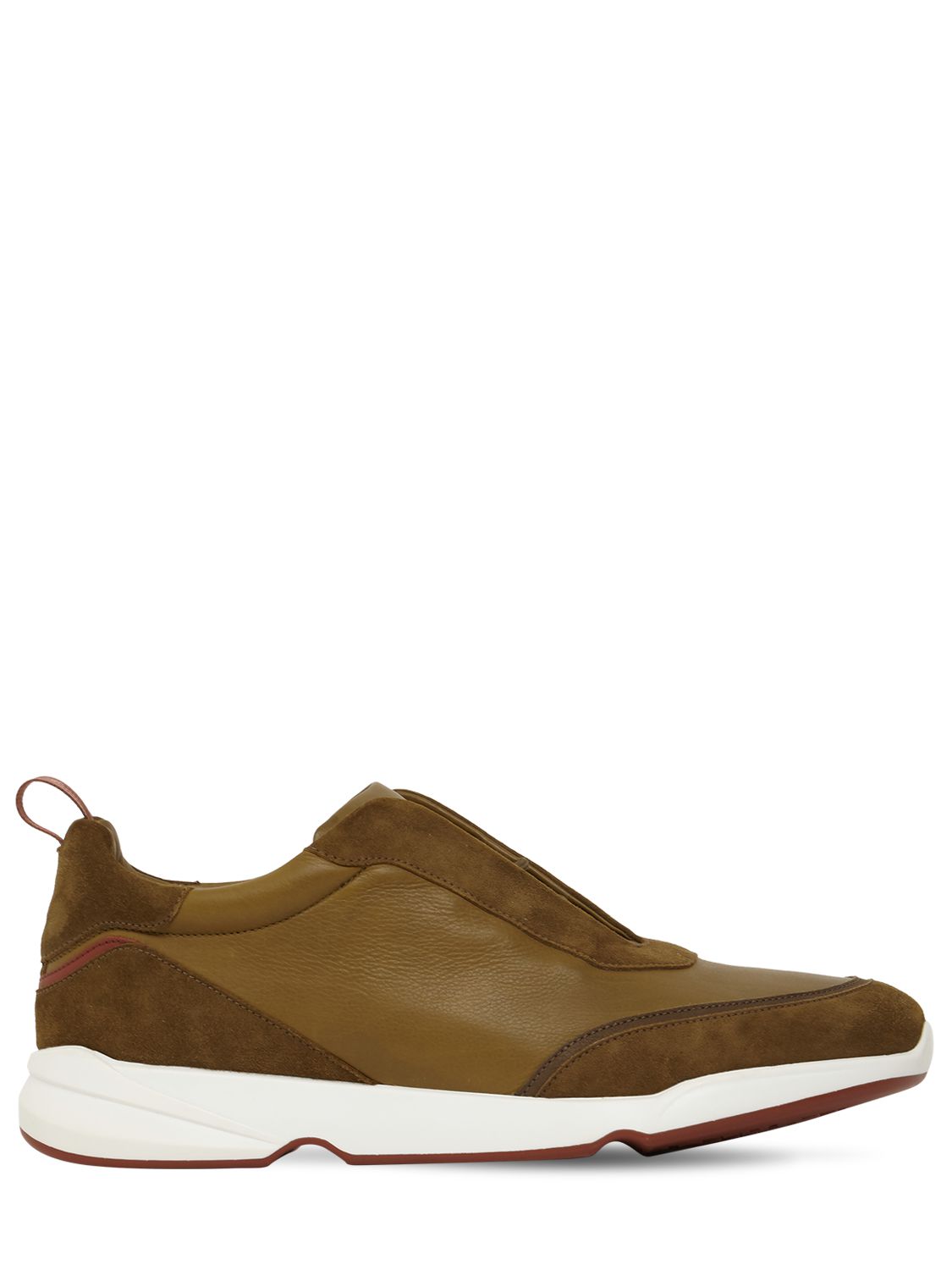 Loro Piana Modular Walk Leather And Suede Sneakers In Green | ModeSens